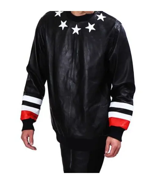 Givenchy Crew Neck Sweatshirt With Star Embellishments And Striped Cuffs