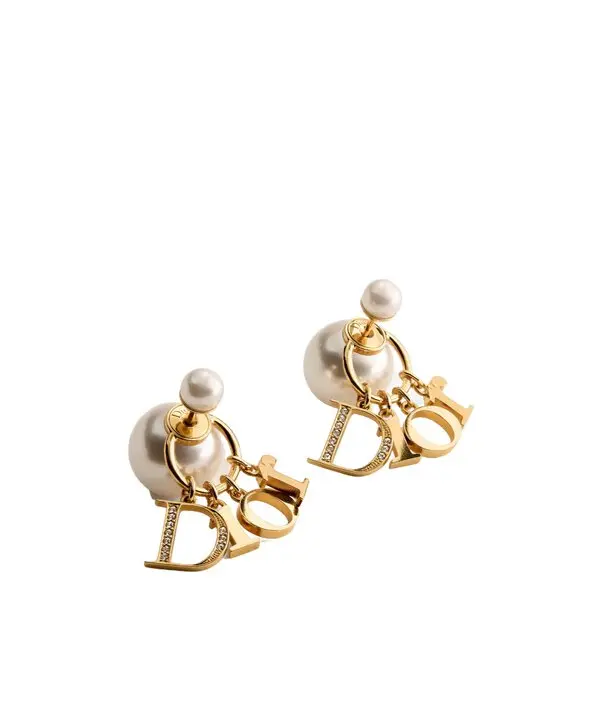 Dior Logo Charm Stud Earrings - Yellow