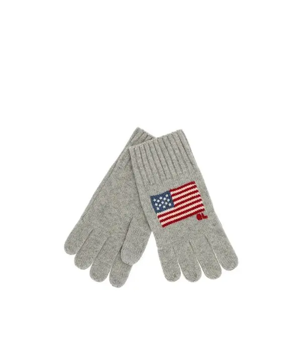 Polo Ralph Lauren Embroidered Flag Touchscreen Gloves - Gray