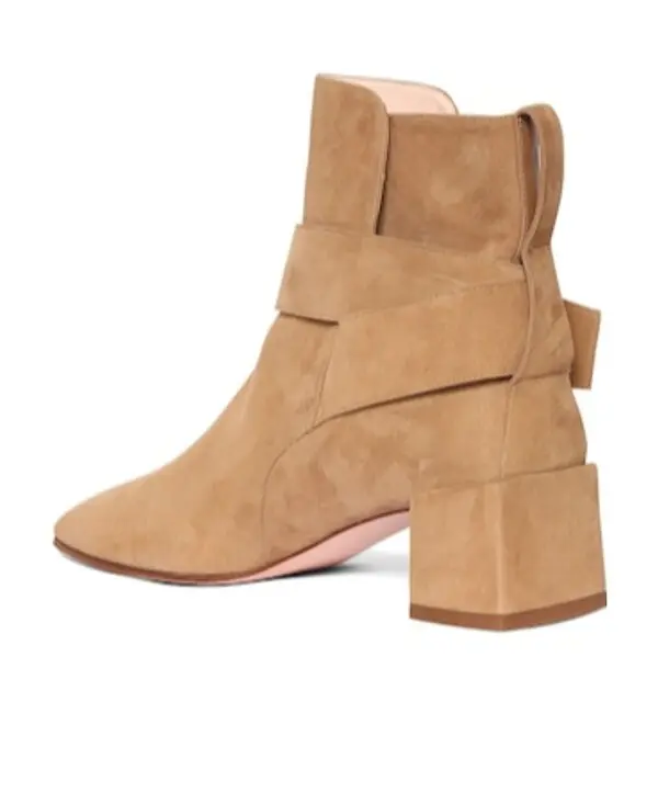 ROGER VIVIER City Suede Ankle Boots With Metal Buckle