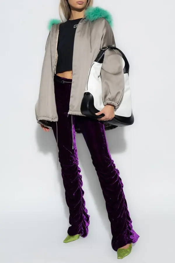 Gucci Shearling Trim Hooded Jacket