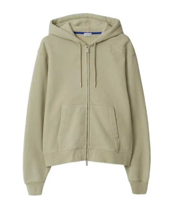 Burberry Ekd Cotton Zip-up Hoodie - Moss