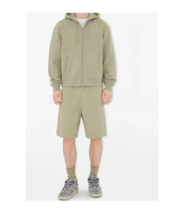 Burberry Ekd Cotton Zip-up Hoodie - Moss