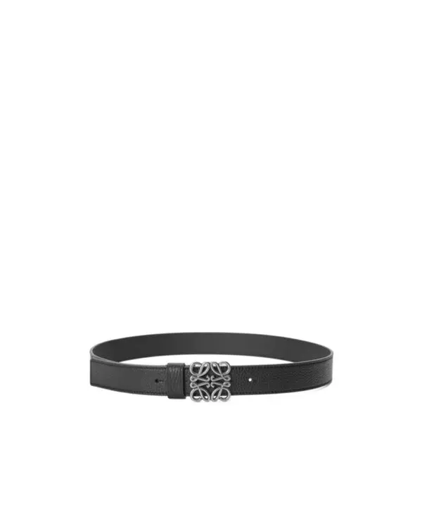 Loewe Chunky Anagram Belt In Supple Grained Calfskin - Black