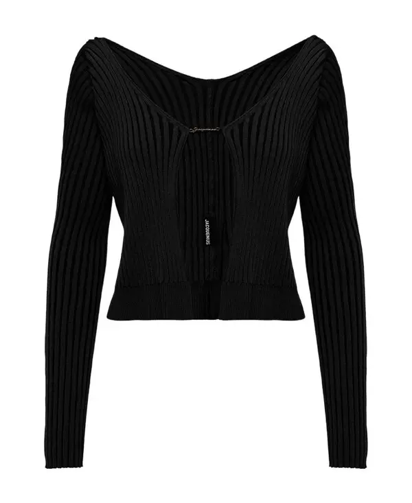 Jacquemus Ribbed Knit Logo Cardigan