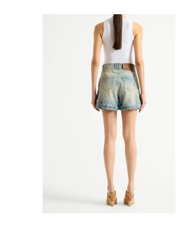 Balmain Topstitched Denim Shorts