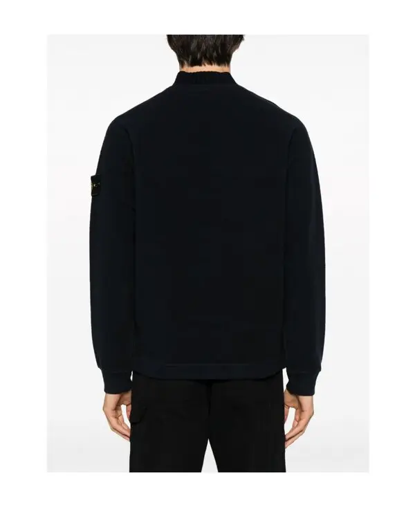 Stone Island Compass Motif Mock Neck Layered Sweatshirt