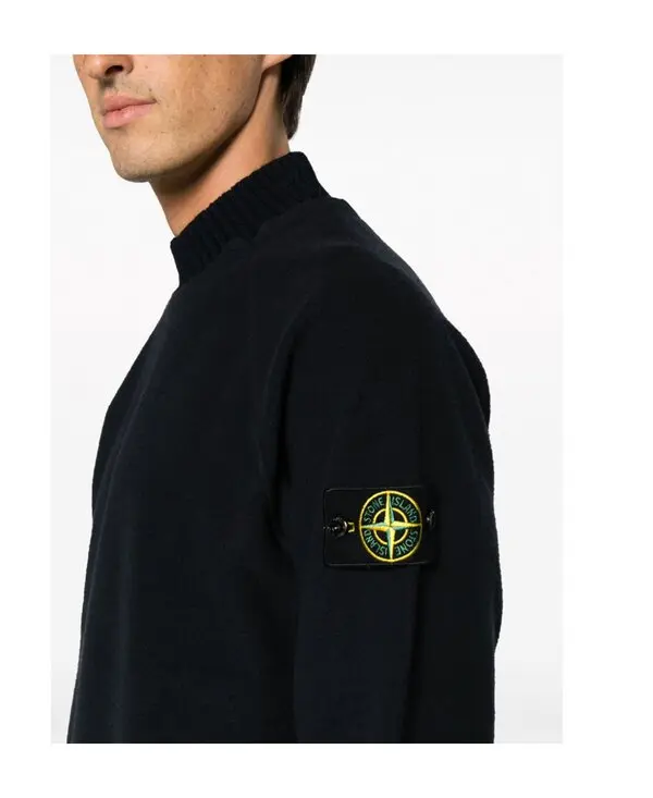 Stone Island Compass Motif Mock Neck Layered Sweatshirt