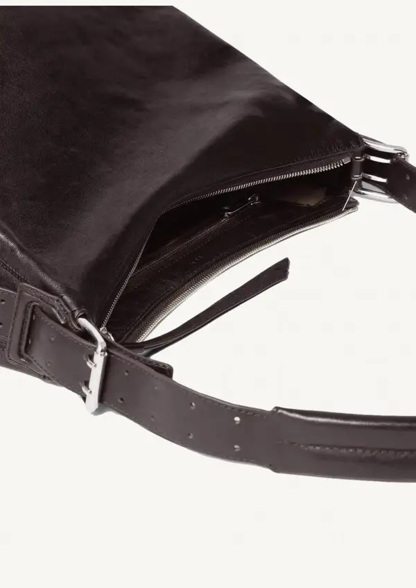 LEMAIRE Small Belted Hobo Bag - Dark Chocolate