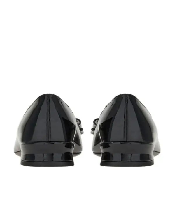 FERRAGAMO Vara Bow Leather Ballerina Flats - Black