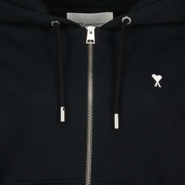 AMI Paris De Coeur Zip-up Drawstring Hoodie