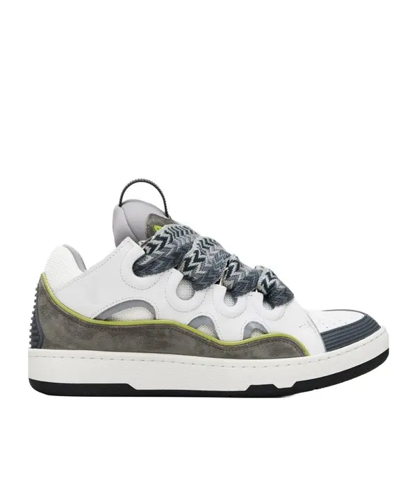 LANVIN Curb Leather Sneakers - White/grey