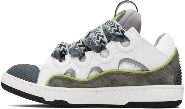 LANVIN Curb Leather Sneakers - White/grey