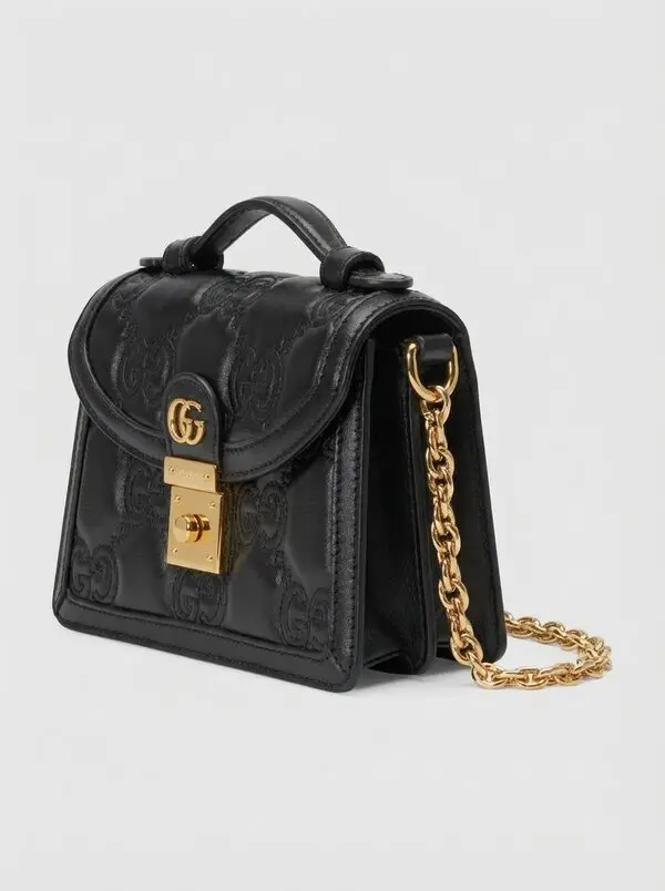 Gucci Gg Debossed Leather Shoulder Bag