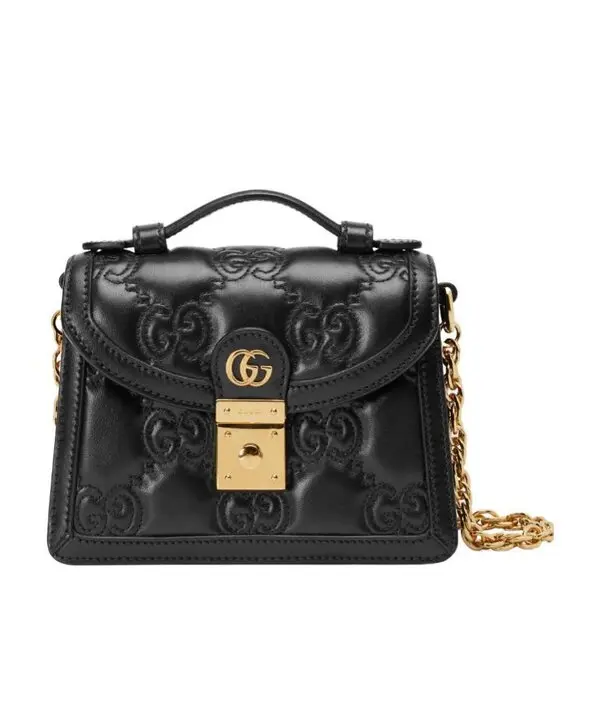 Gucci Gg Debossed Leather Shoulder Bag