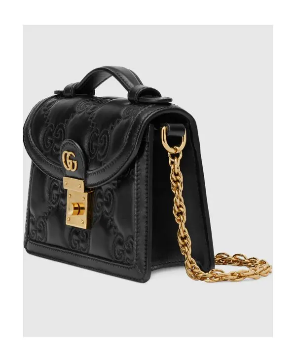 Gucci Gg Debossed Leather Shoulder Bag
