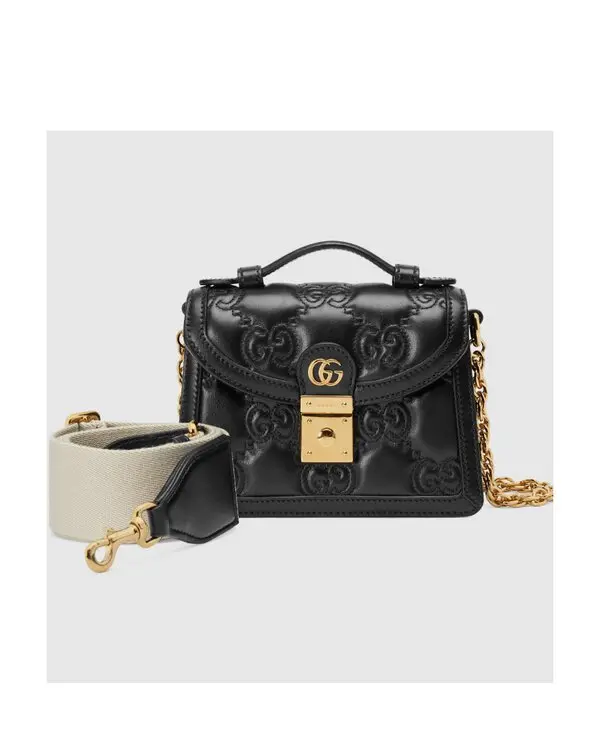 Gucci Gg Debossed Leather Shoulder Bag
