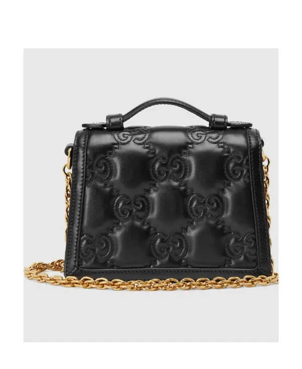 Gucci Gg Debossed Leather Shoulder Bag