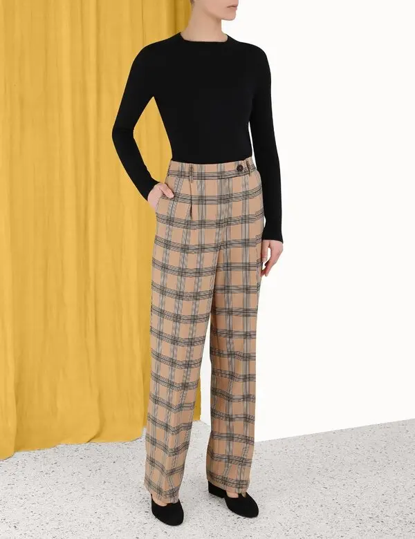 Zimmermann Plaid Wool Belt Loop Casual Pants
