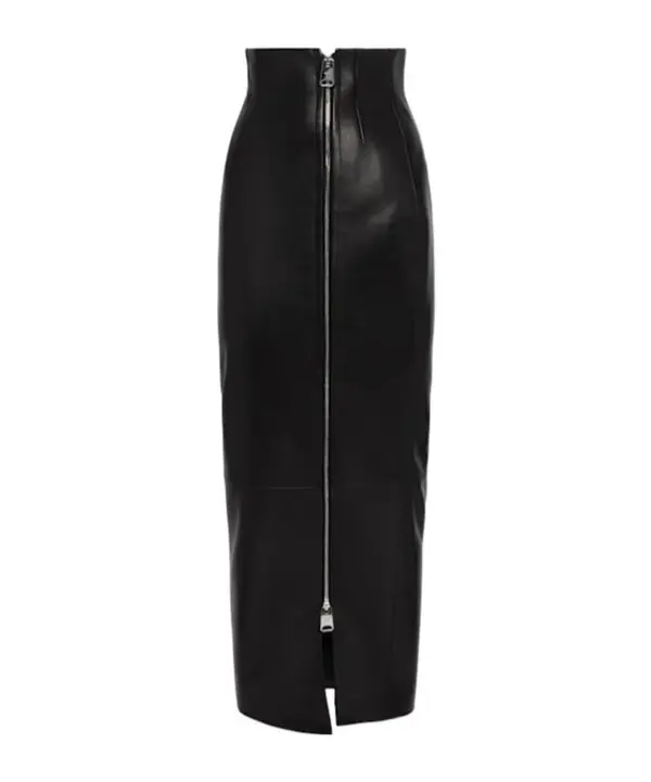Khaite Gres Leather A-line Midi Skirt - Black