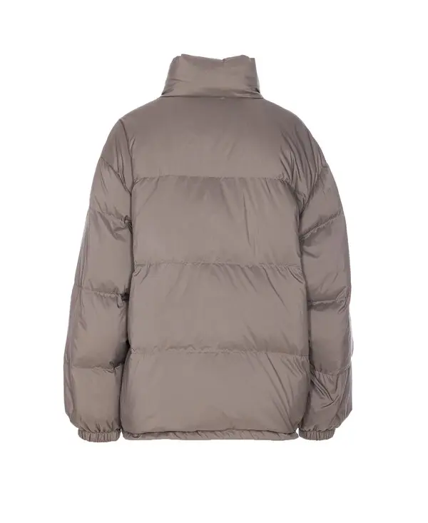 Miu Miu Medium-weight Technical Pongé Down Jacket - Gray