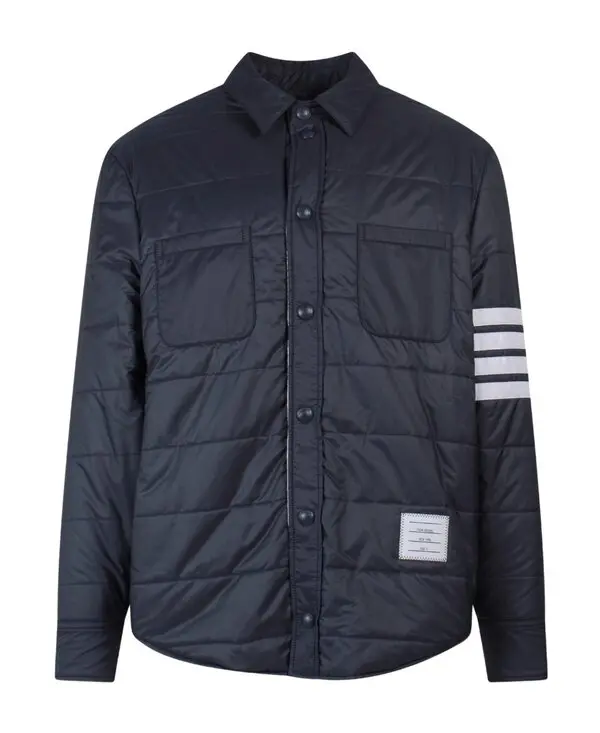 Thom Browne 4-bar Quilted Shirt Jacket With Cardigan Layer