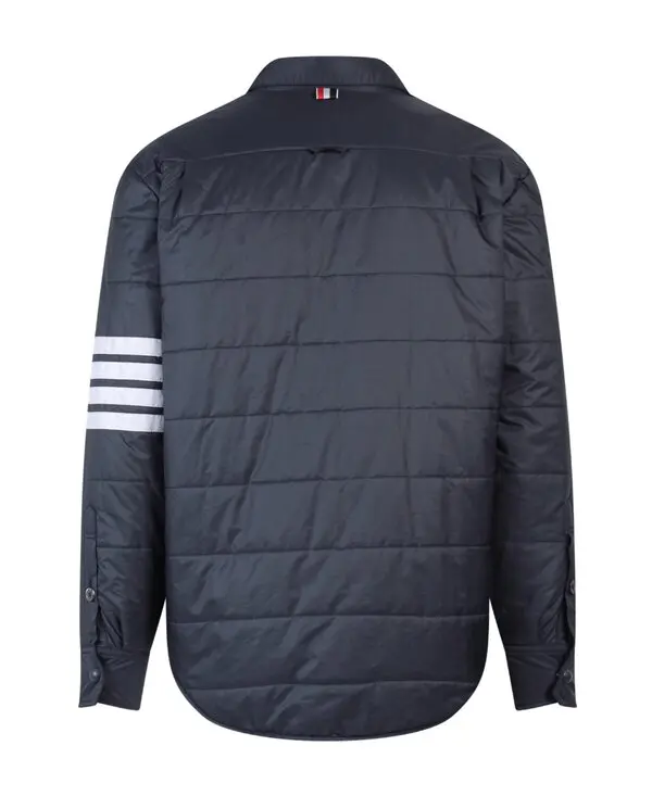 Thom Browne 4-bar Quilted Shirt Jacket With Cardigan Layer