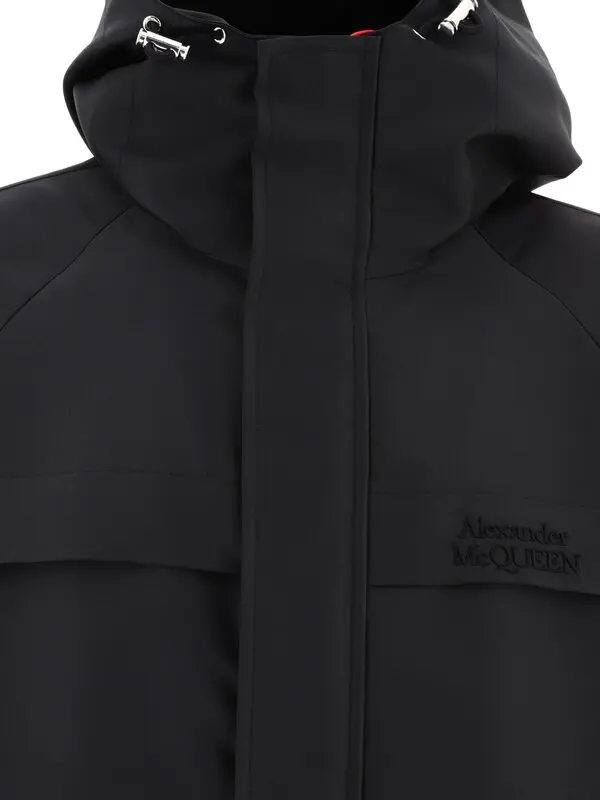 Alexander McQueen Logo Embroidered Hooded Casual Jacket