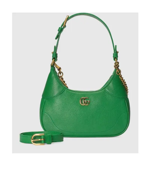 Gucci Aphrodite Shoulder Bag With Double G Logo Plaque - Green