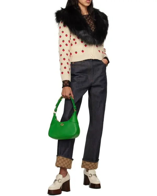 Gucci Aphrodite Shoulder Bag With Double G Logo Plaque - Green