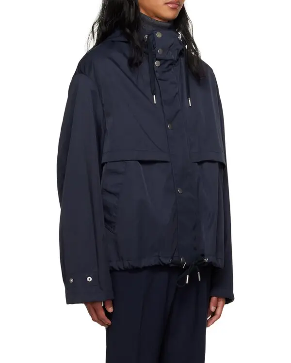 Ami Hooded Lightweight Jacket With Drawstring Detail - Blue