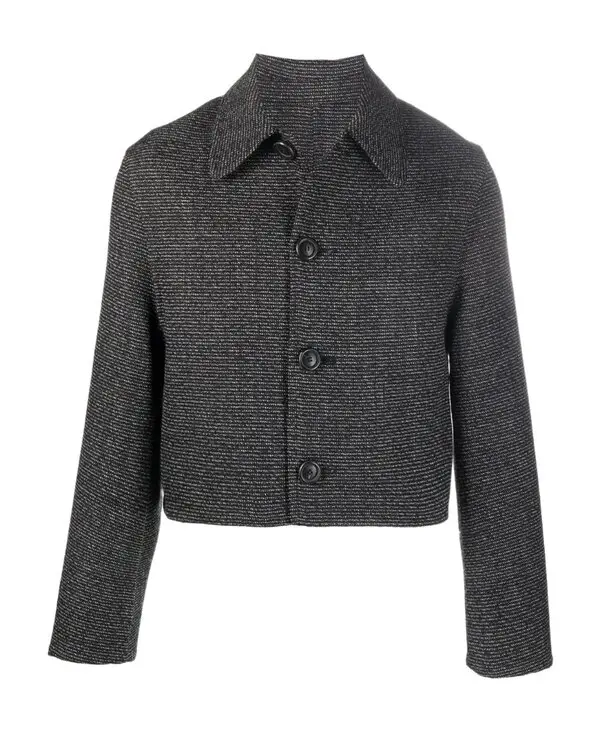 AMI Paris Textured Cropped Jacket - Black