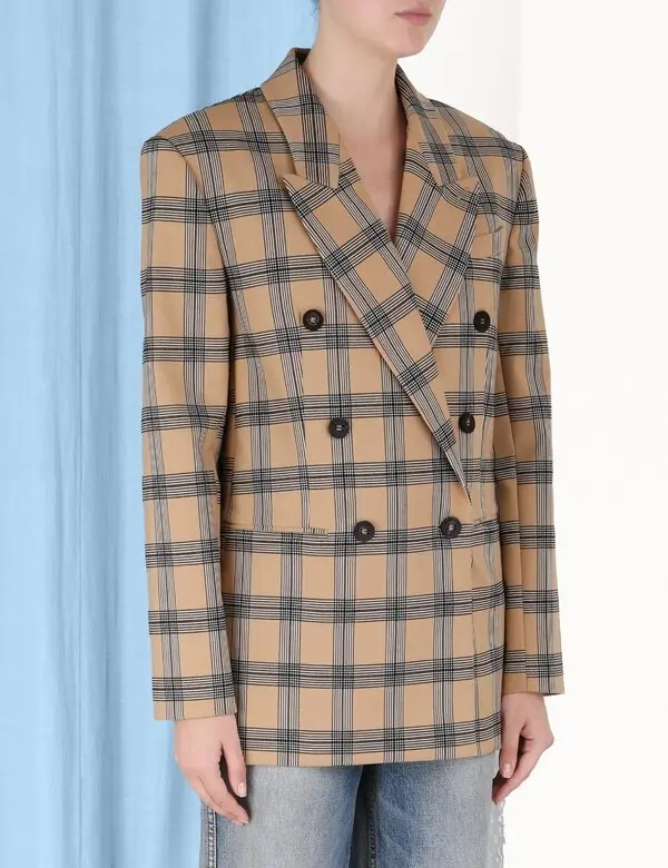 Zimmermann Tan Checked Double-breasted Suit Coat