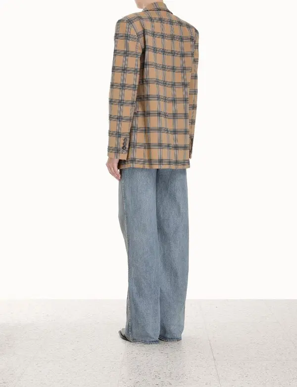Zimmermann Tan Checked Double-breasted Suit Coat