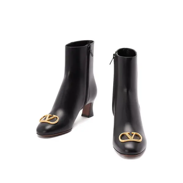 Valentino Garavani 60mm Leather Ankle Boots With Logo Plaque