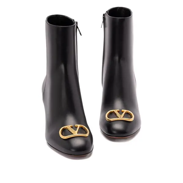 Valentino Garavani 60mm Leather Ankle Boots With Logo Plaque