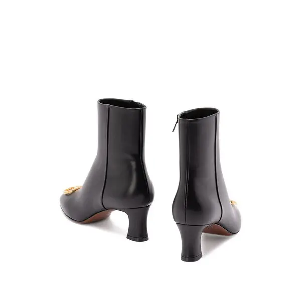 Valentino Garavani 60mm Leather Ankle Boots With Logo Plaque