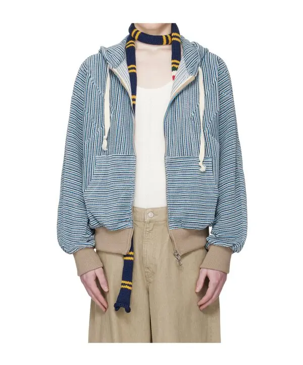 EDWARD CUMING Striped Zip-up Hoodie