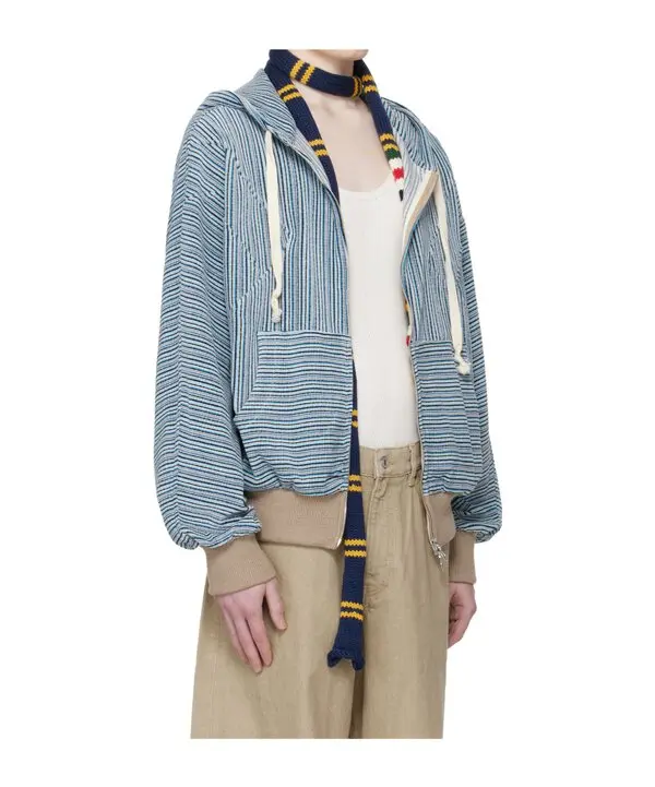 EDWARD CUMING Striped Zip-up Hoodie