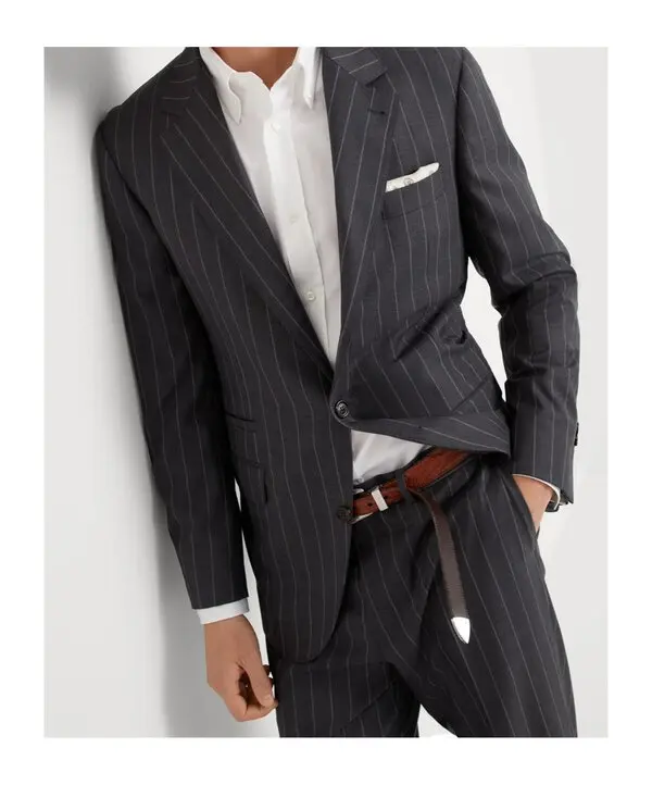 Brunello Cucinelli Single-breasted Pinstriped Tailored Blazer