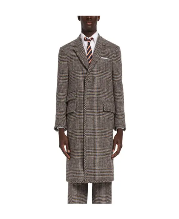 Thom Browne Single Slit Coat With Iconic Stripes