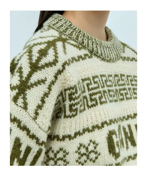 GANNI Geometric Pattern Wool Pullover