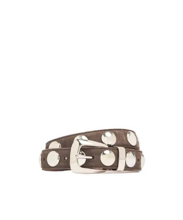 Khaite Benny Studded Suede Belt - Brown