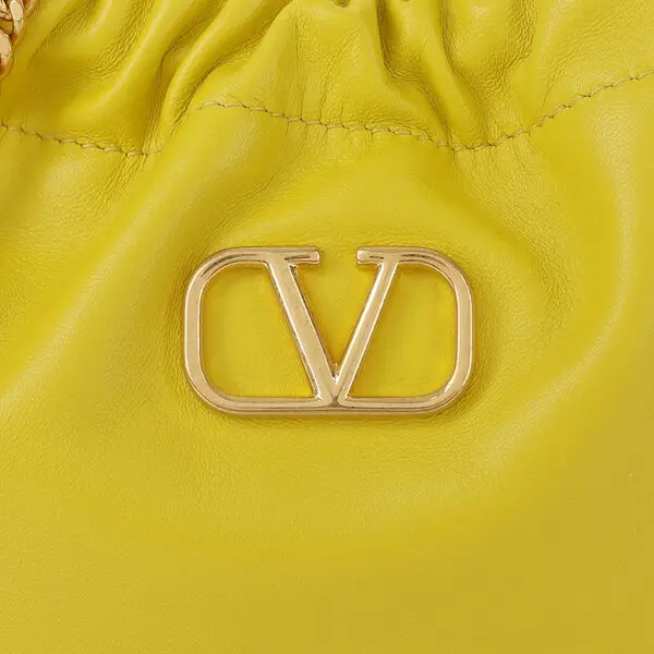 Valentino Garavani Drawstring Shoulder Bag With Gold Tone Logo Detail