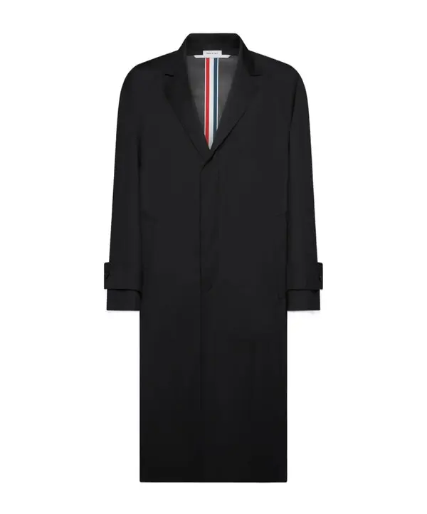 Thom Browne Single-breasted Wool Coat With Striped Loop Buckle