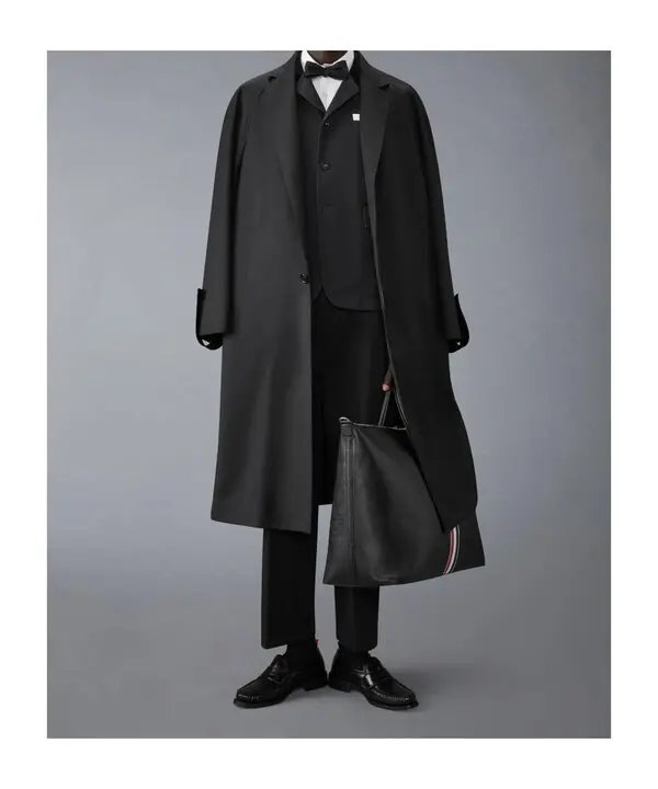Thom Browne Single-breasted Wool Coat With Striped Loop Buckle