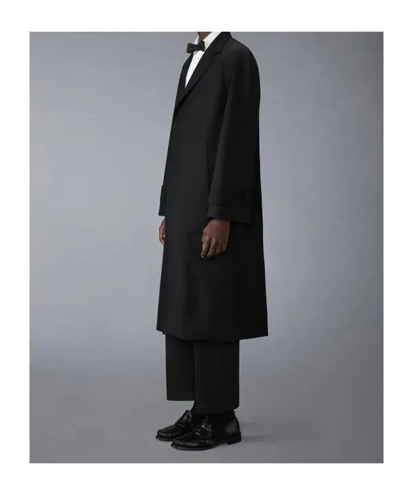 Thom Browne Single-breasted Wool Coat With Striped Loop Buckle