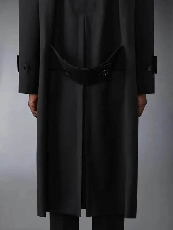 Thom Browne Single-breasted Wool Coat With Striped Loop Buckle