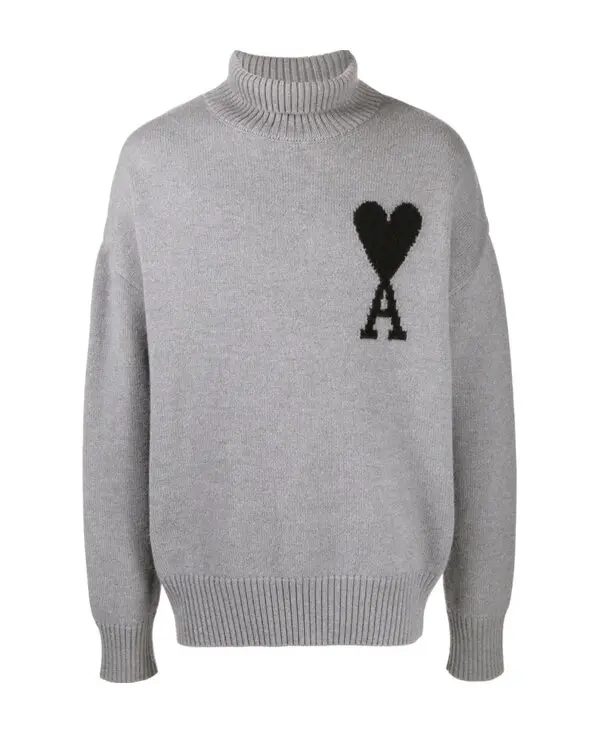 AMI Paris De Coeur High Neck Wool Jumper