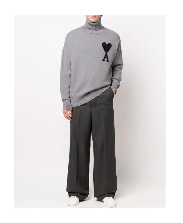 AMI Paris De Coeur High Neck Wool Jumper